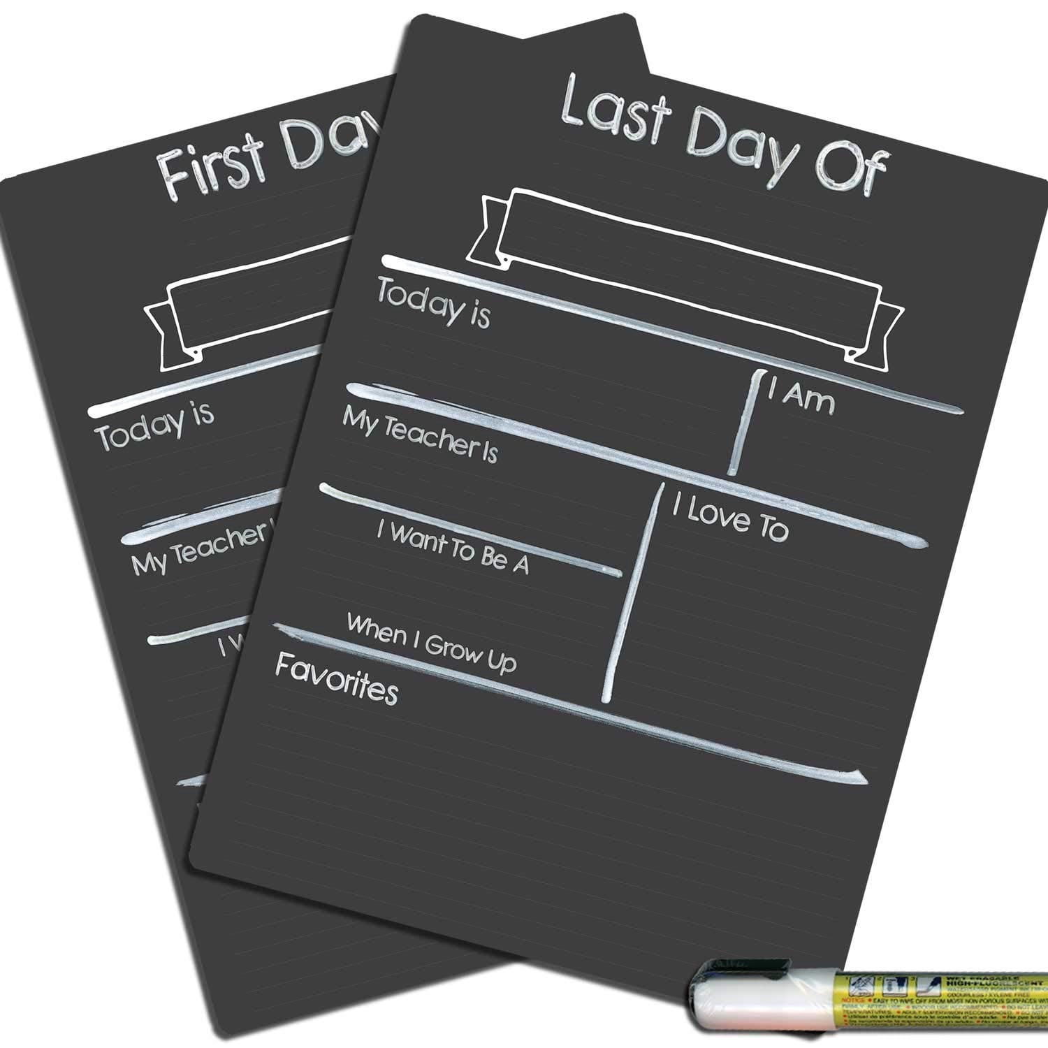 Cohas Simple First and Last Day of School Milestone Chalkboards, 9 by ...