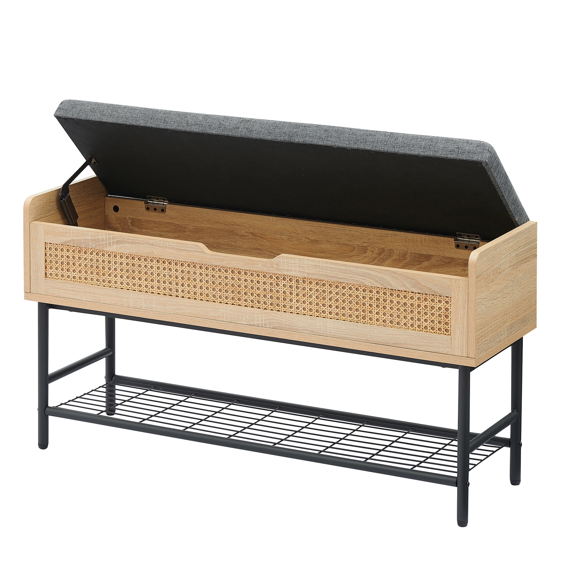 40" Shoe Bench Set 2 in 1 Storage Ottoman Bench with Cushion, Entryway ...
