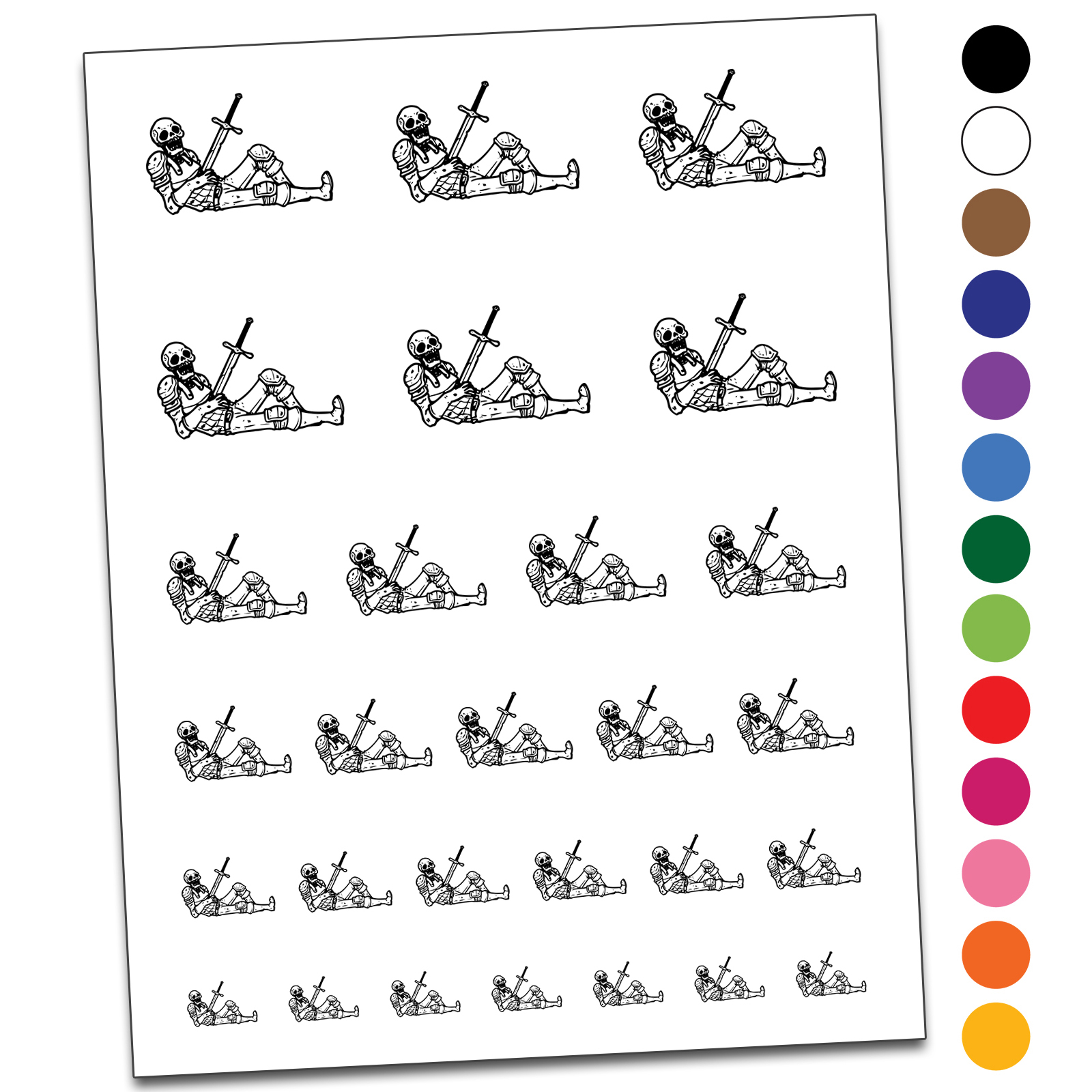 Dead Skeleton Warrior with Sword Water Resistant Temporary Tattoo Set ...