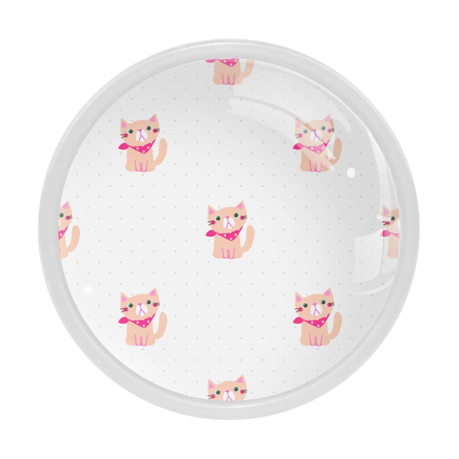 4 Pcs Cartoon Cat Knobs for Kitchen Cabinet Cupboard Dresser Bookcase Drawer Pulls Handles Round ...