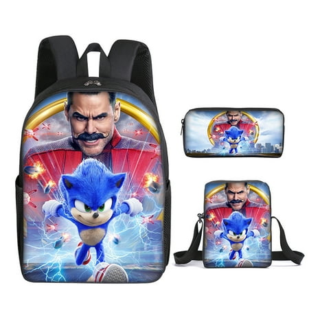 Sonic Student School Bag Three-piece (meal bag, pencil case, backpack ...