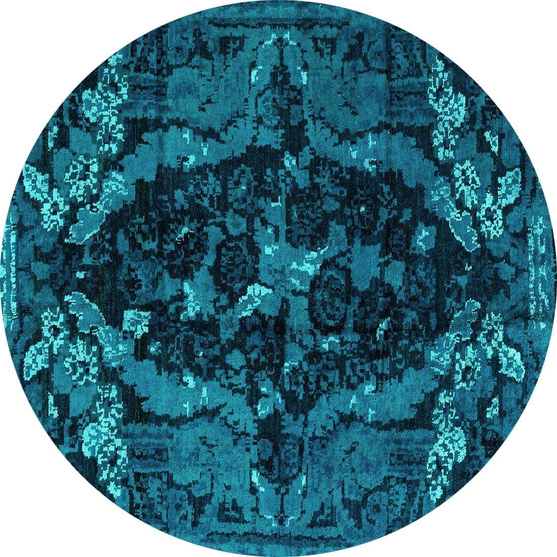 Ahgly Company Indoor Round Persian Turquoise Blue Bohemian Area Rugs, 6 ...
