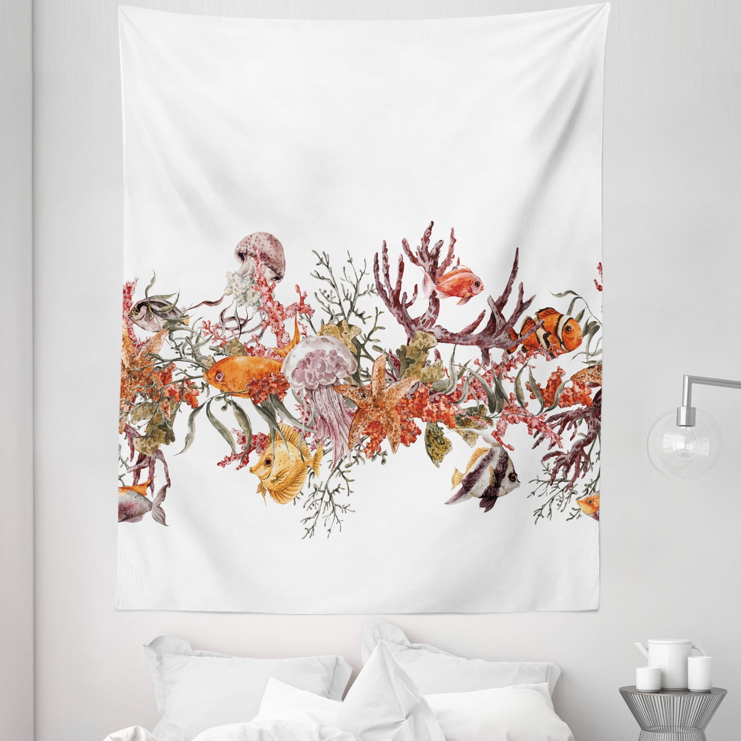 Ocean Tapestry, Fish Seaweed Starfish Coral Algae Jellyfish Sea Life ...