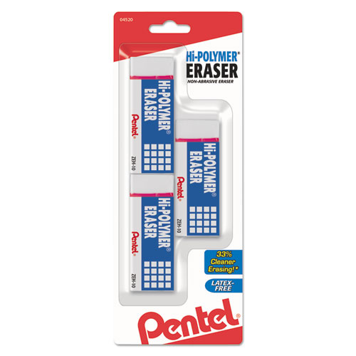 Hi-Polymer Eraser, For Pencil Marks, Rectangular Block, Medium, White ...