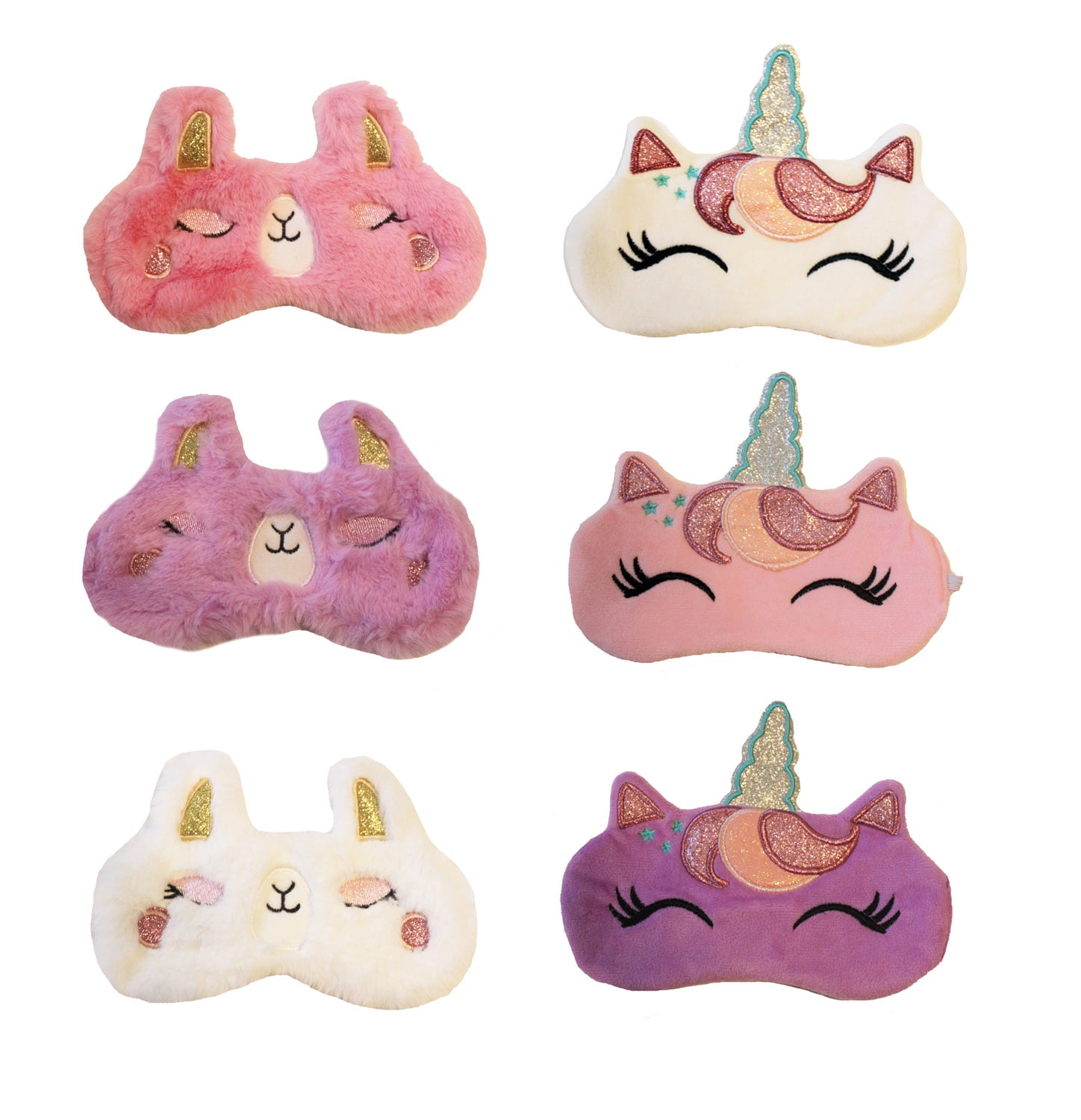 Unicorn Llama Soft Plush Animal Dream Sleep Eye Masks 6pk - Walmart.com