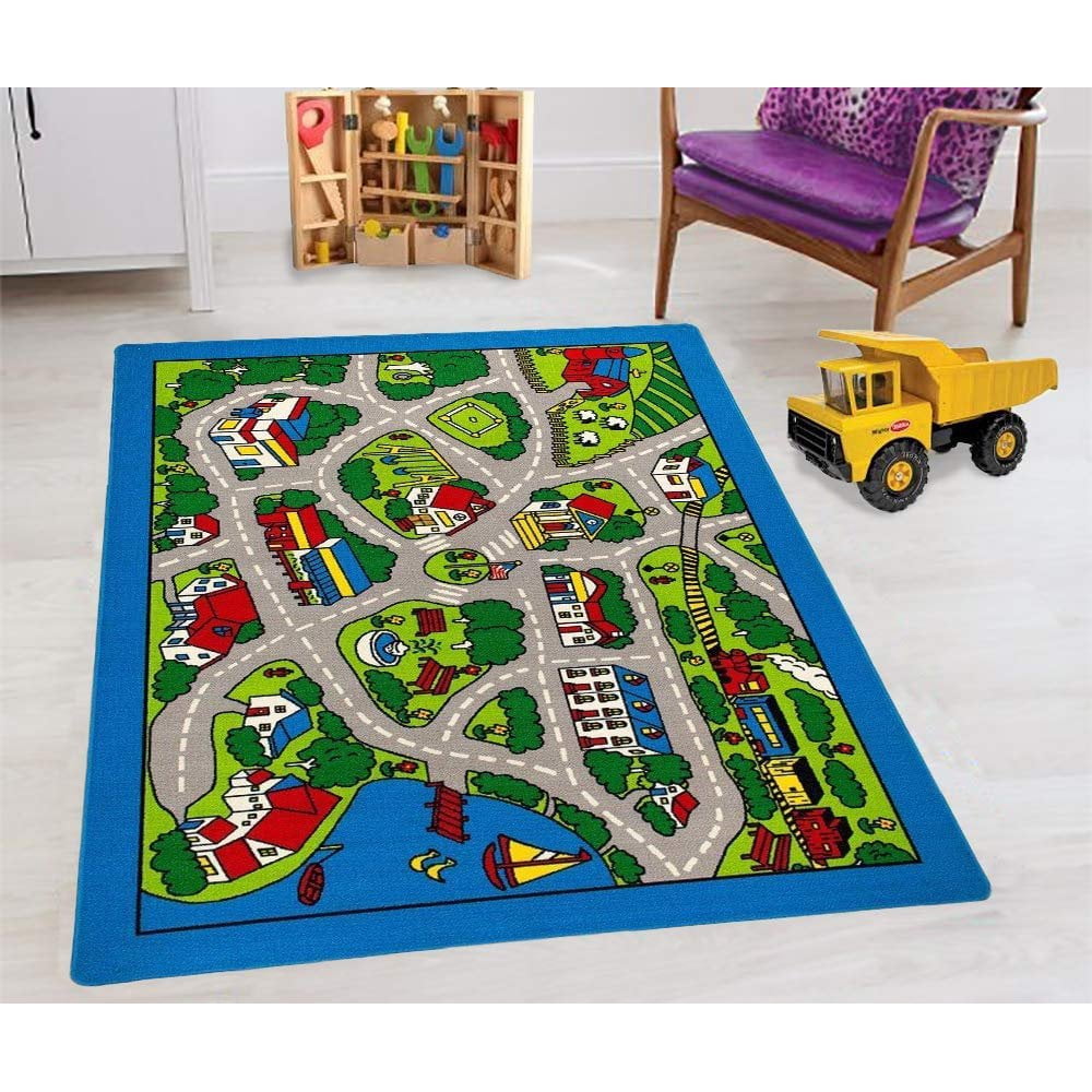 Kids Car Road Rugs City Map Play mat for Classroom/Baby Room Non-Slip ...