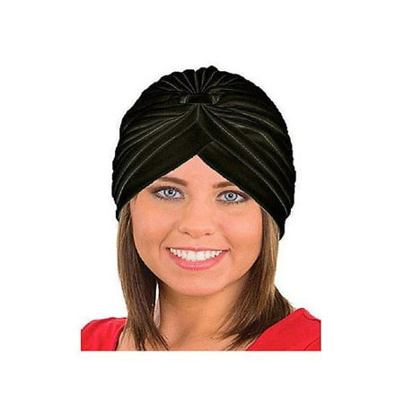 Black Spandex Pleated Turban Adult Psychic Genie Hat Fortune Teller ...
