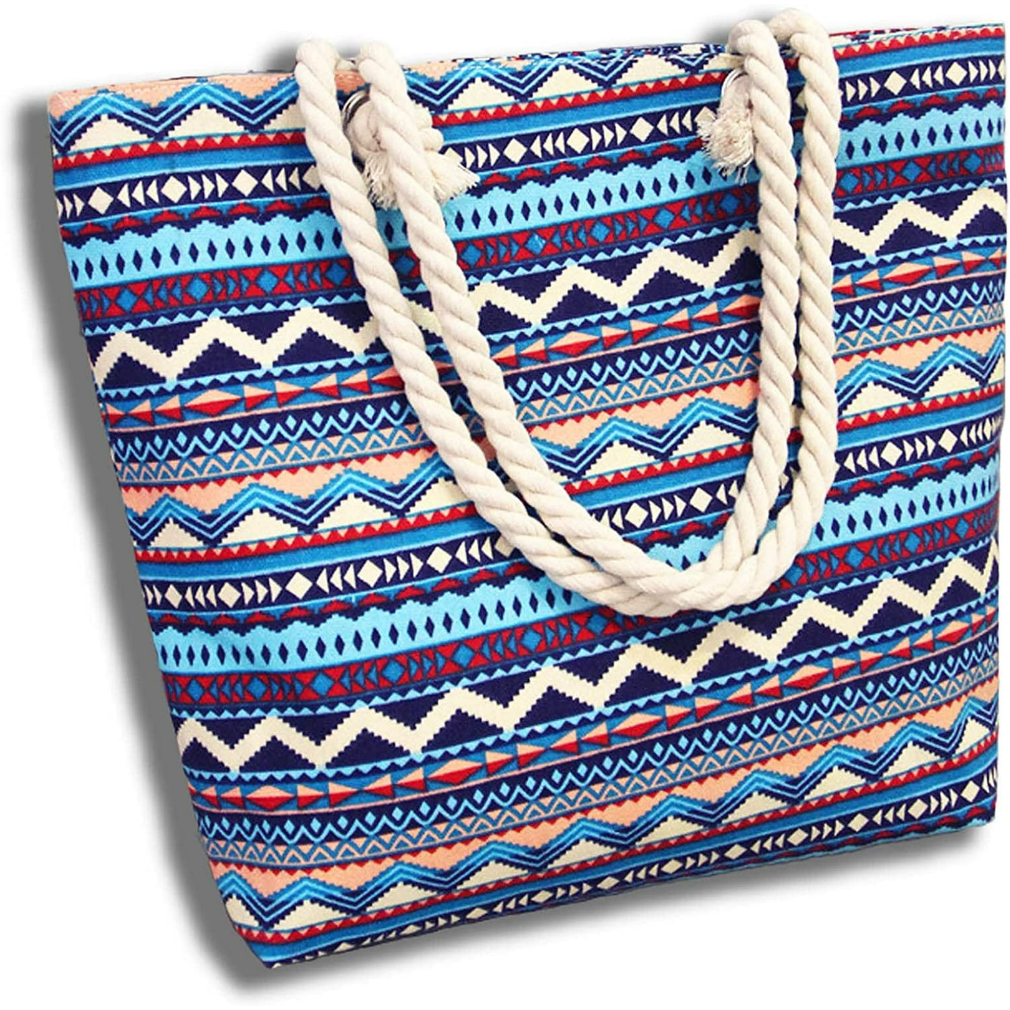 Click here for Hydtms Women Striped Boho Canvas Tote Bag With Zip... prices