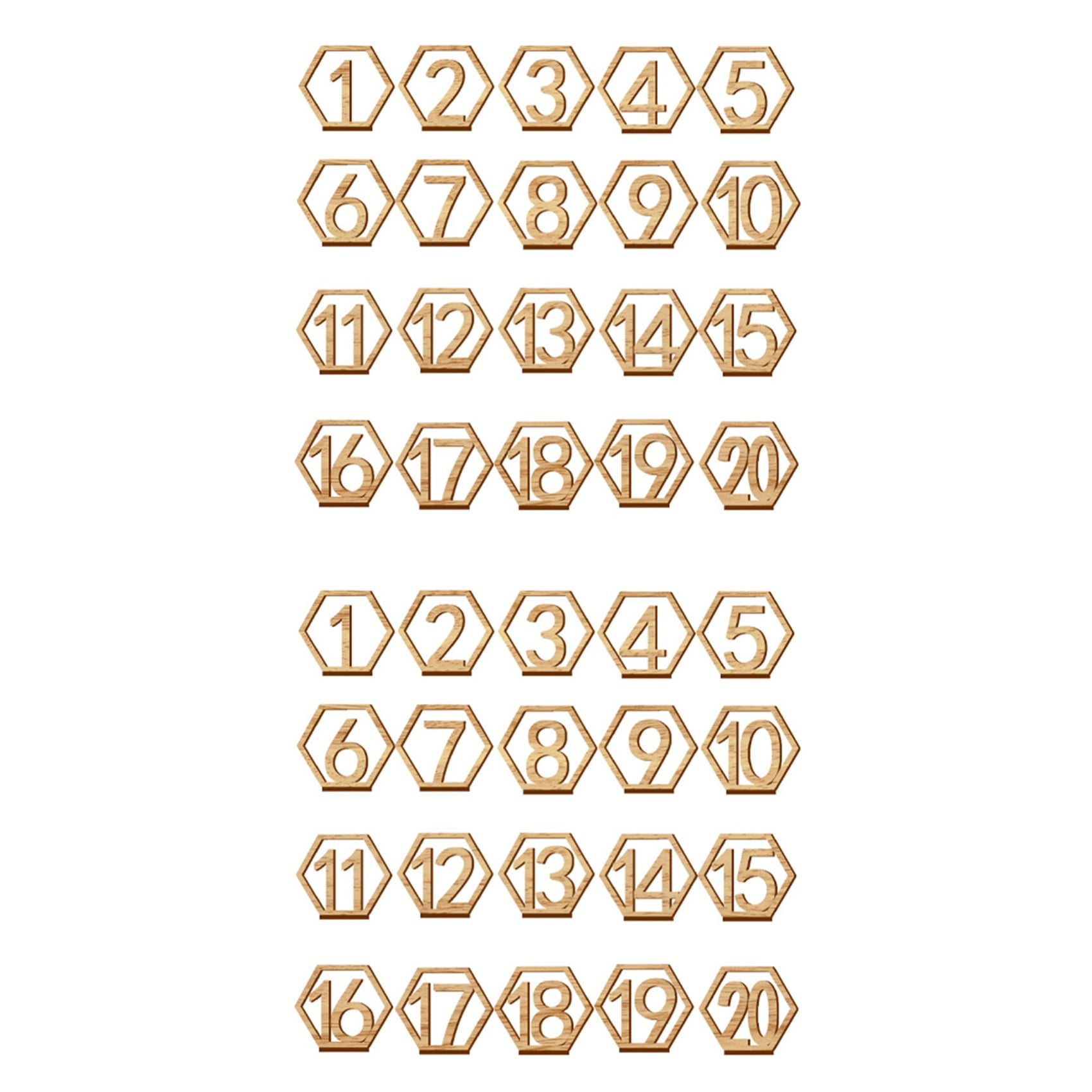 2X 1-20 Numeros Signo de Madera Numero de Mesa Hexagonal de Boda ...
