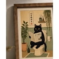 Affixzi Black Cat Bathroom Wall Art, Funny Toilet Poster, Japandi Cat ...