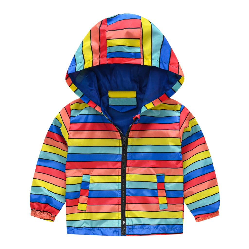 Shldybc Toddler Boys Girls Coats Kids Fashion Rainbow Hooded Sun Jacket ...