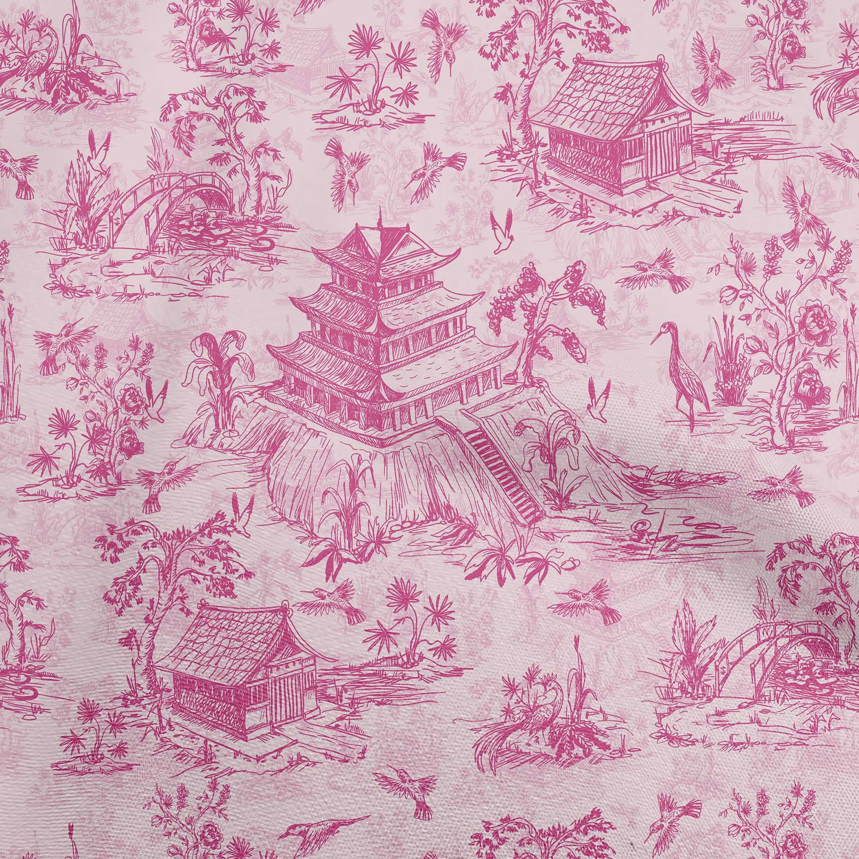 oneOone Cotton Poplin Pink Fabric Asian Japanese Pattern Diy Clothing ...