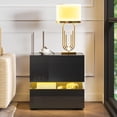 Dextrus High Gloss LED Nightstand, Acrylic Bedside Table with 3 Drawers ...