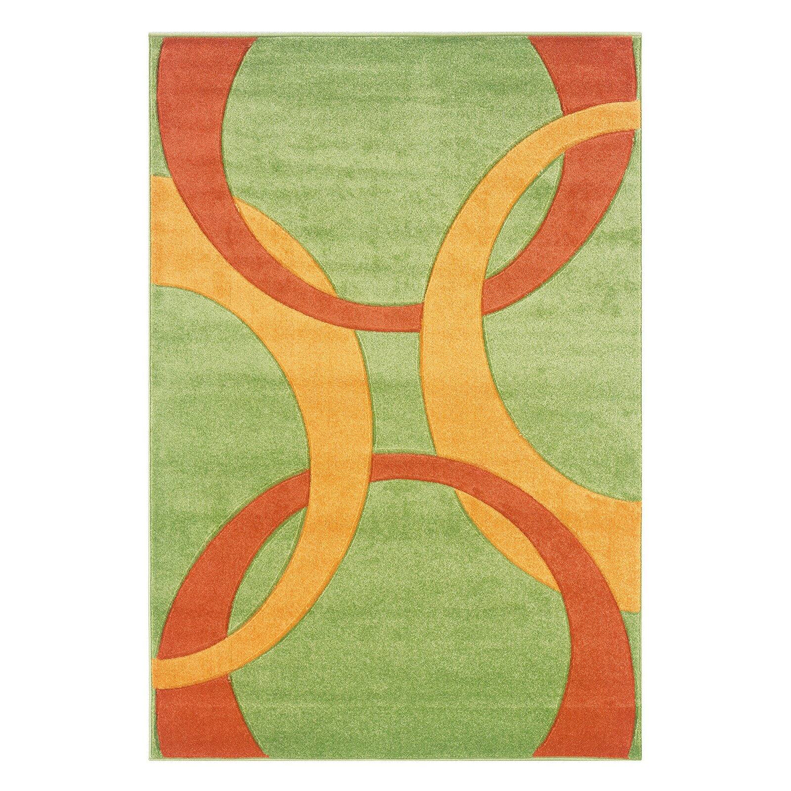 Linon Corfu Collection Power Loomed Rug-Color:Lime/Goldenrod,Size:5' x ...