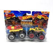 Hot Wheels Monster Trucks 1:64 Scale Demolition Doubles, Motosaurus vs Mega Wrex - Walmart.com