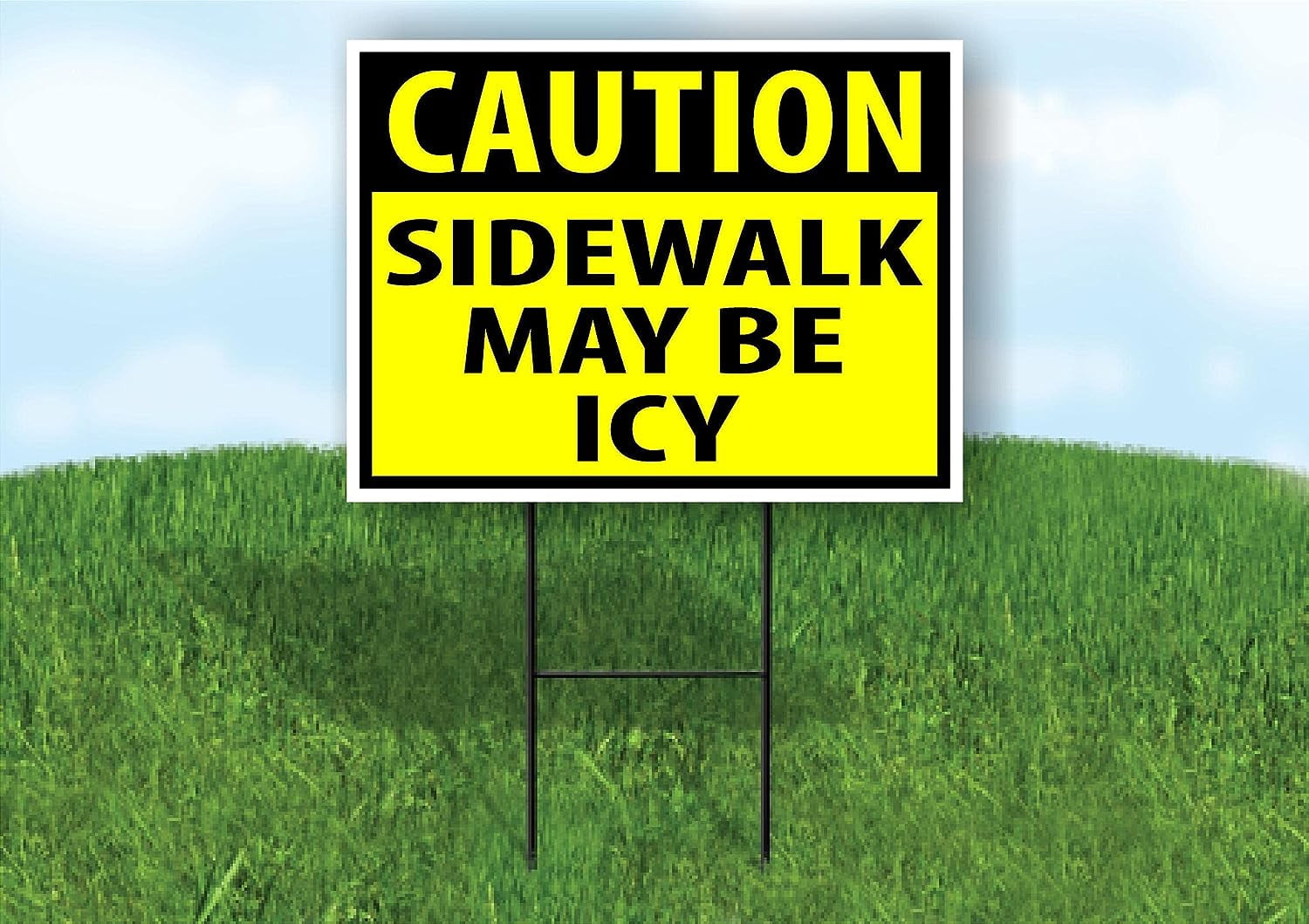 Caution Sidewalk May Be Ice Yellow Yard Sign Road Sign With Stand ...