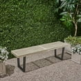 GDF Studio Joa Outdoor Acacia Wood Dining Bench, Brushed Light Gray and Black - Walmart.com