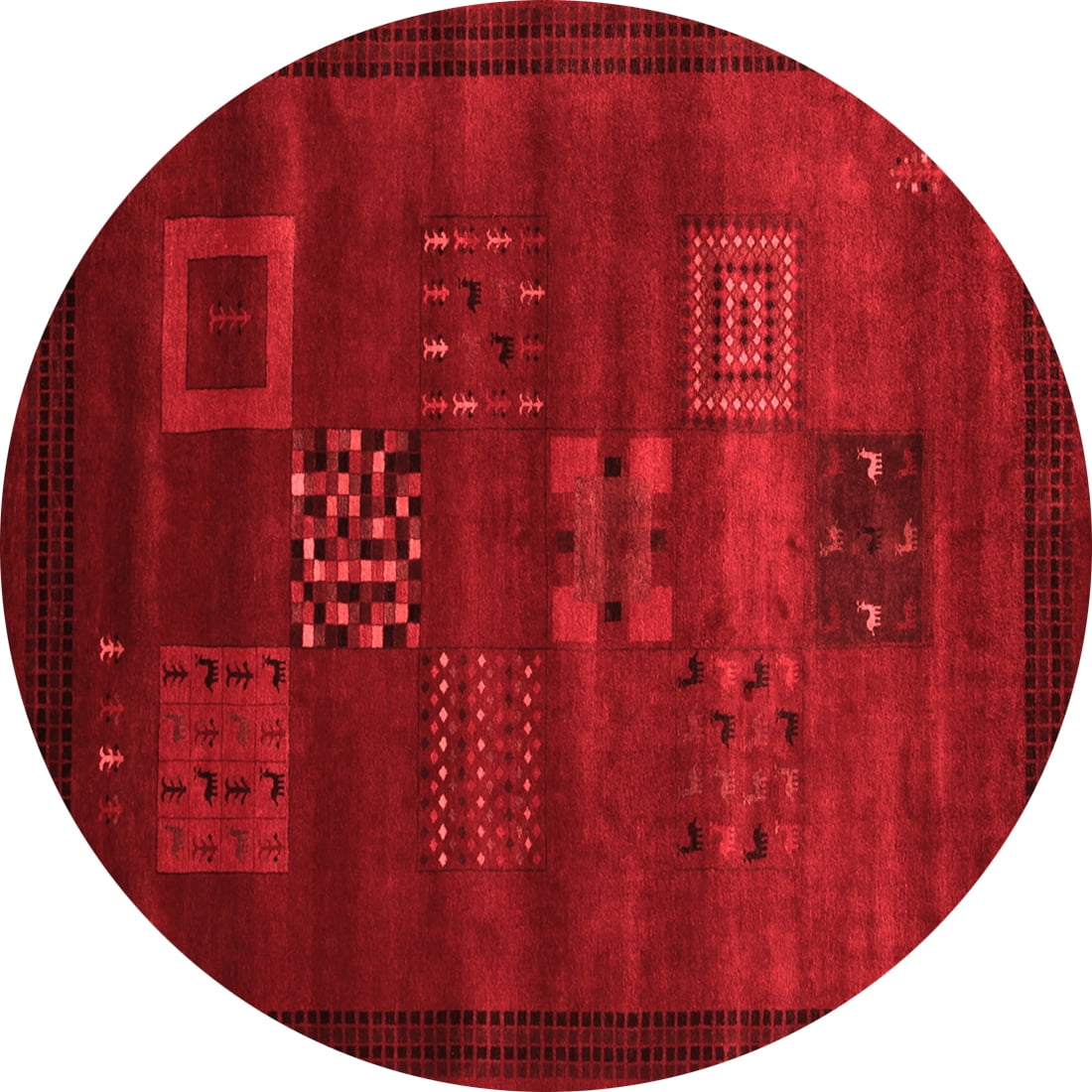 Ahgly Company Indoor Round Abstract Red Contemporary Area Rugs, 8 ...