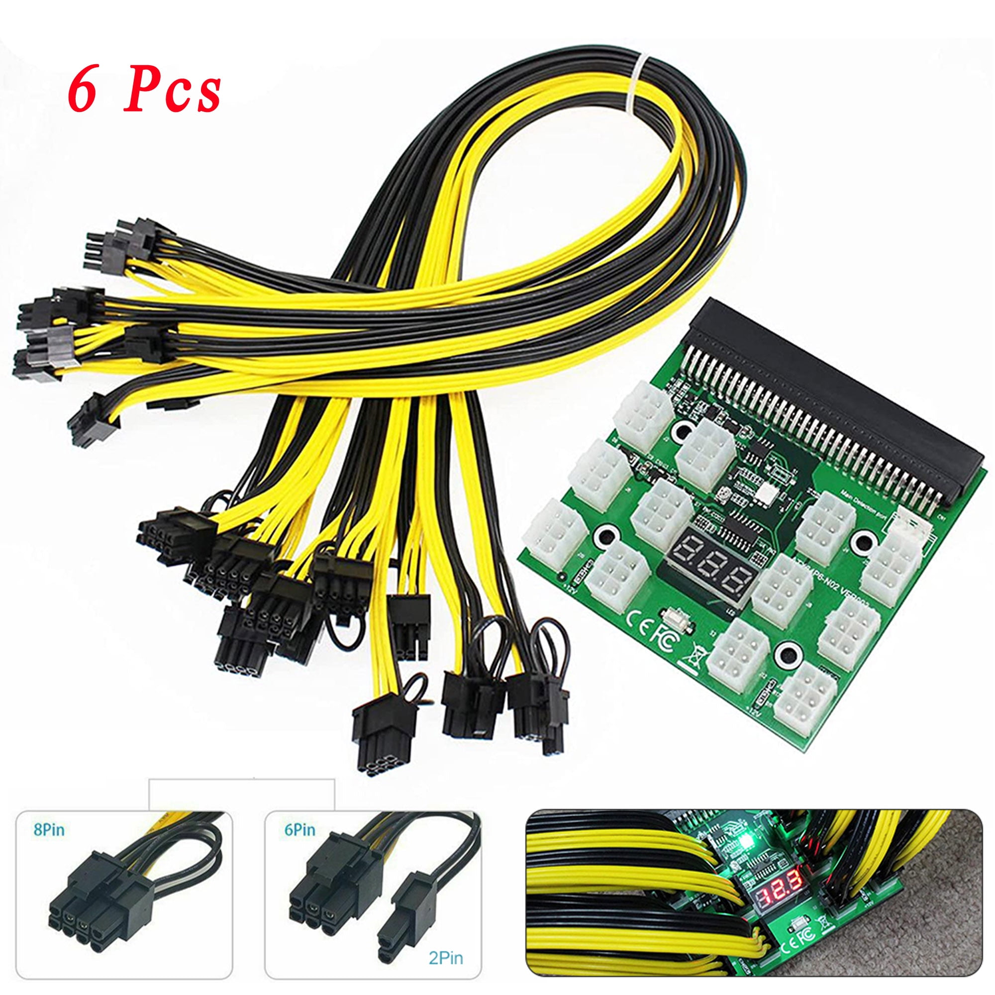 SAYFUT (6 Pack) GPU VGA PCIe 8 Pin Female to Dual 8 Pin (6 Pin + 2 Pin ...