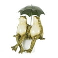 8" x 11" Bronze Resin Sitting Frog Sculpture with Umbrella, by DecMode ...