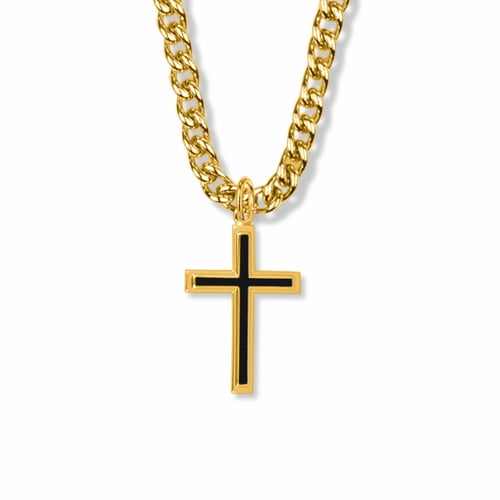 Singer Men's 1-1/8 Inch 14K Gold Over Sterling Silver Black Enameled ...