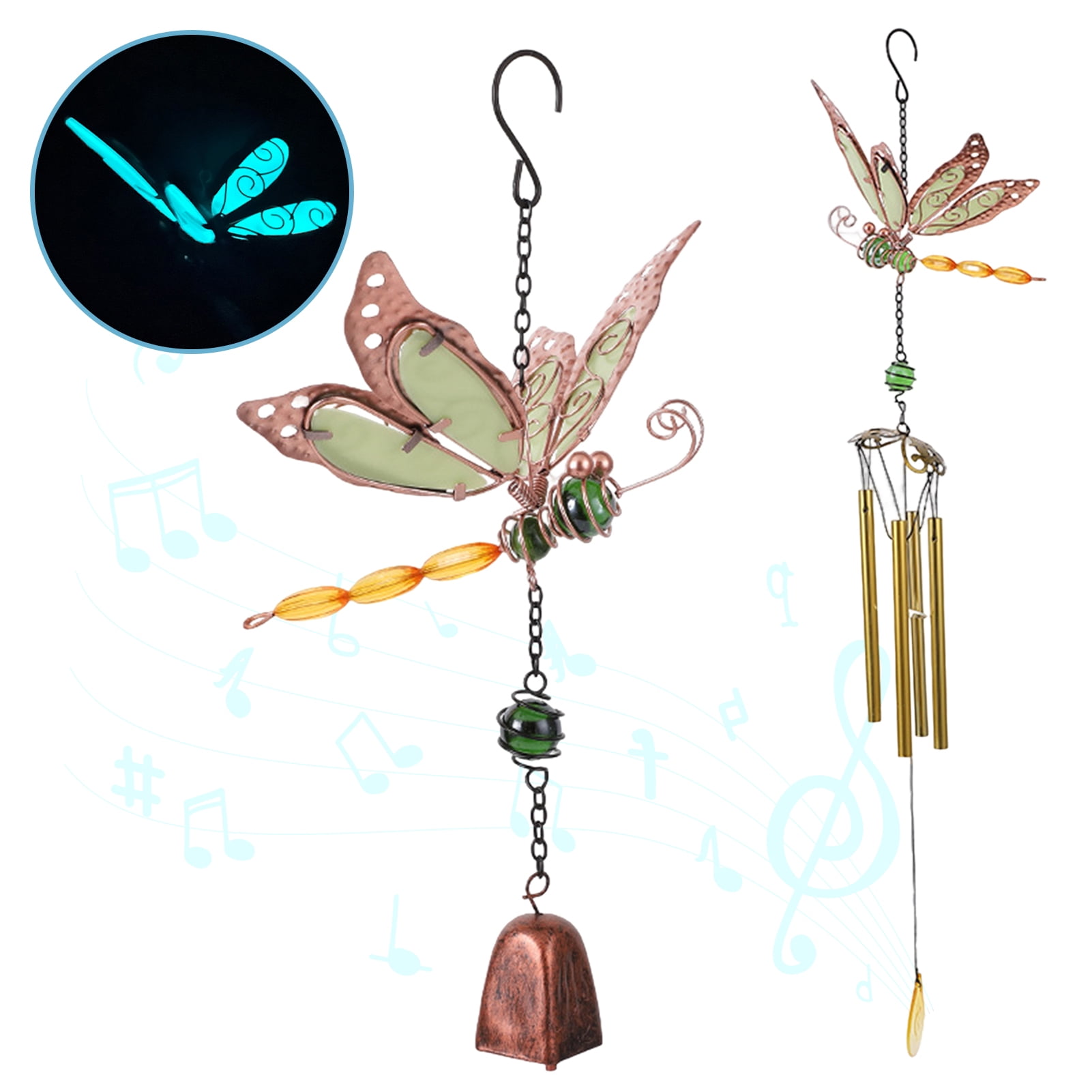 Honrane Wind Chime - Luminous Dragonfly Design, Durable Waterproof ...