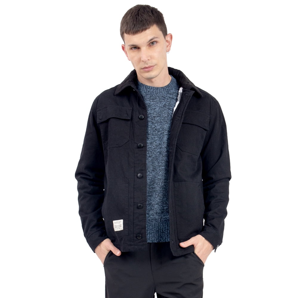 Chamarra Para Hombre Con Cuello Pana Y Botones Quarry Color Negro ...
