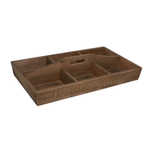 Cheungs 4953 6 Compartment Wood Caddy with Center Handle - Walmart.com