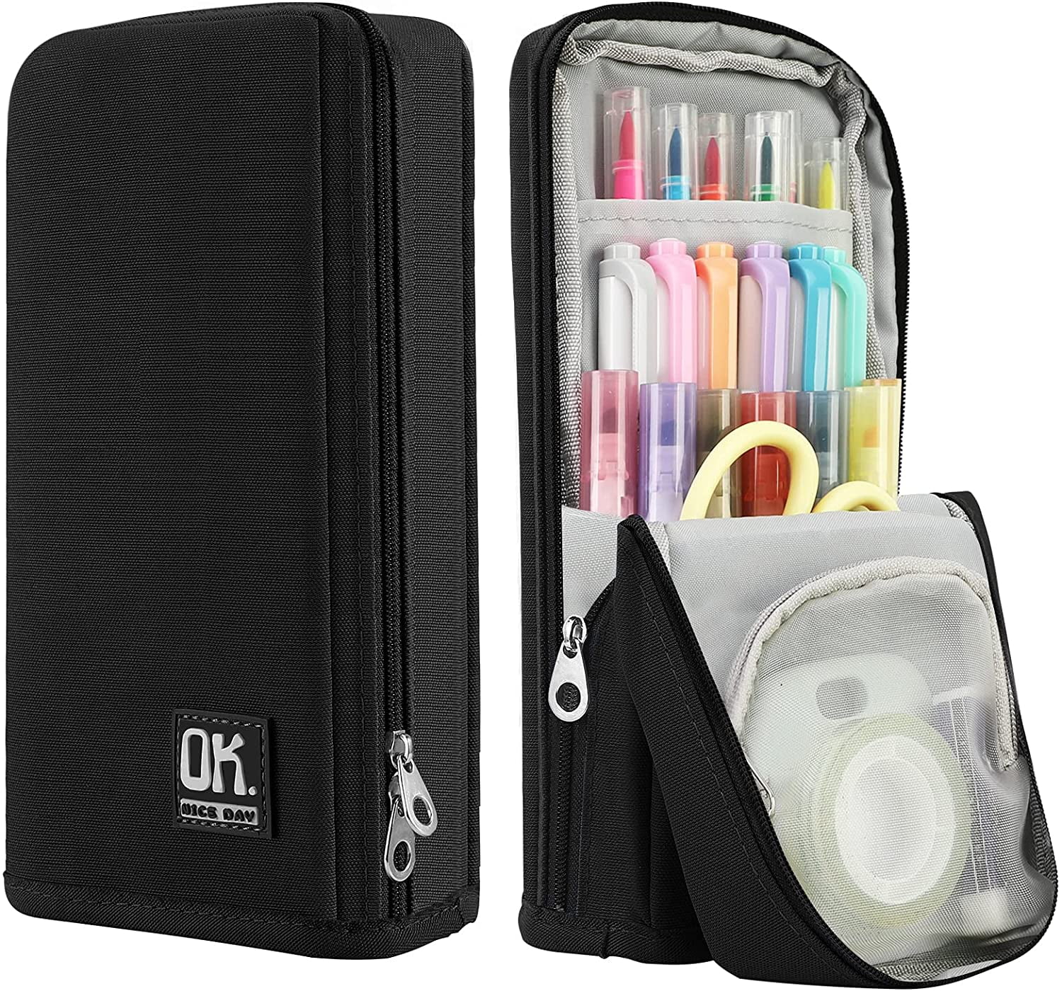 Housolution Standing Pencil Case Large Capacity Pen Bag, Multi-Layer ...