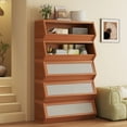 Stackable Bamboo Shoe Rack 20-33.85in With 1 Flip Drawer Narrow ...