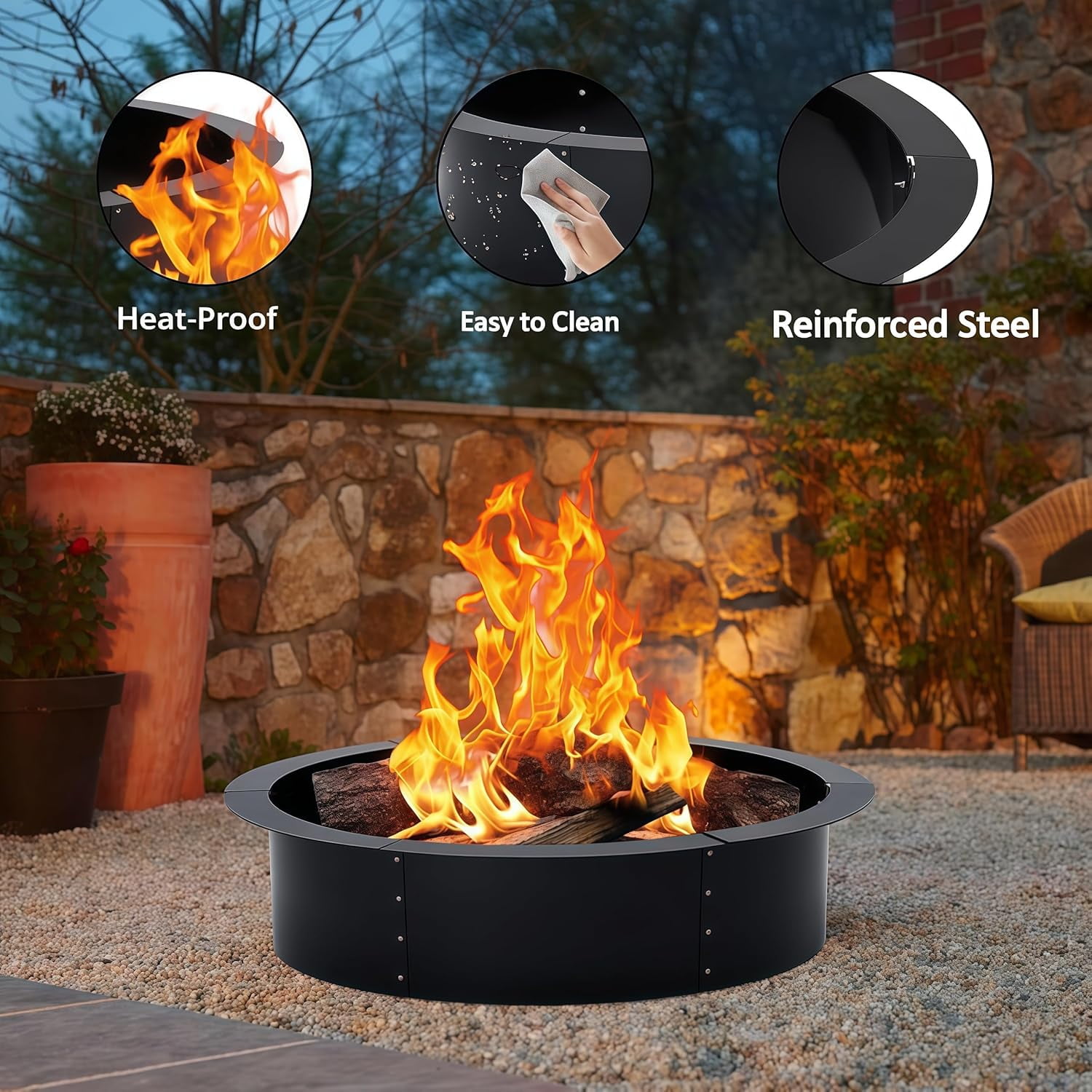 Click here for Tropow Smokeless Outdoor Fire Pit Ring - 60in Heav... prices