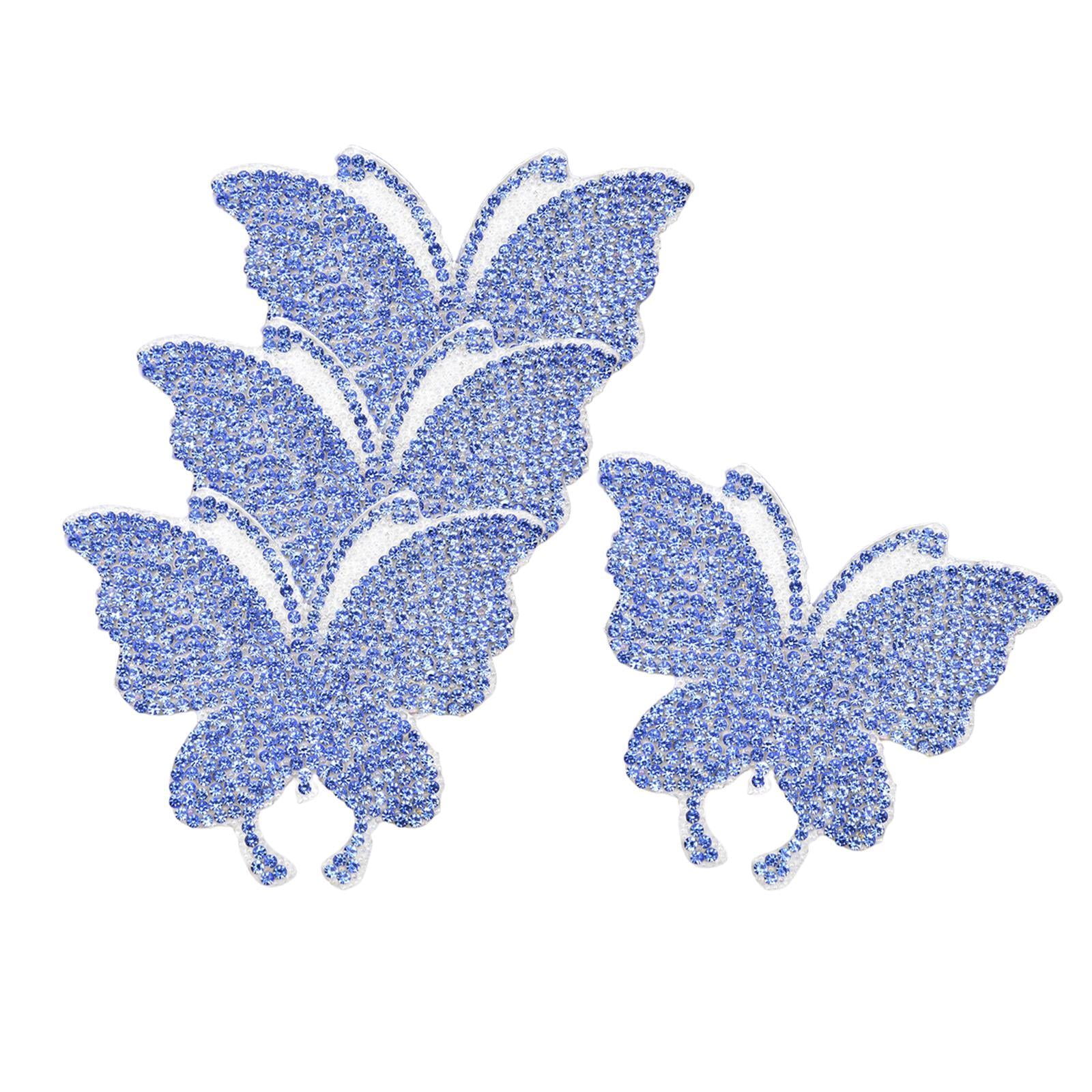 4 Pieces Bling Butterfly Patches Iron on Sew on Patches Embroidered ...