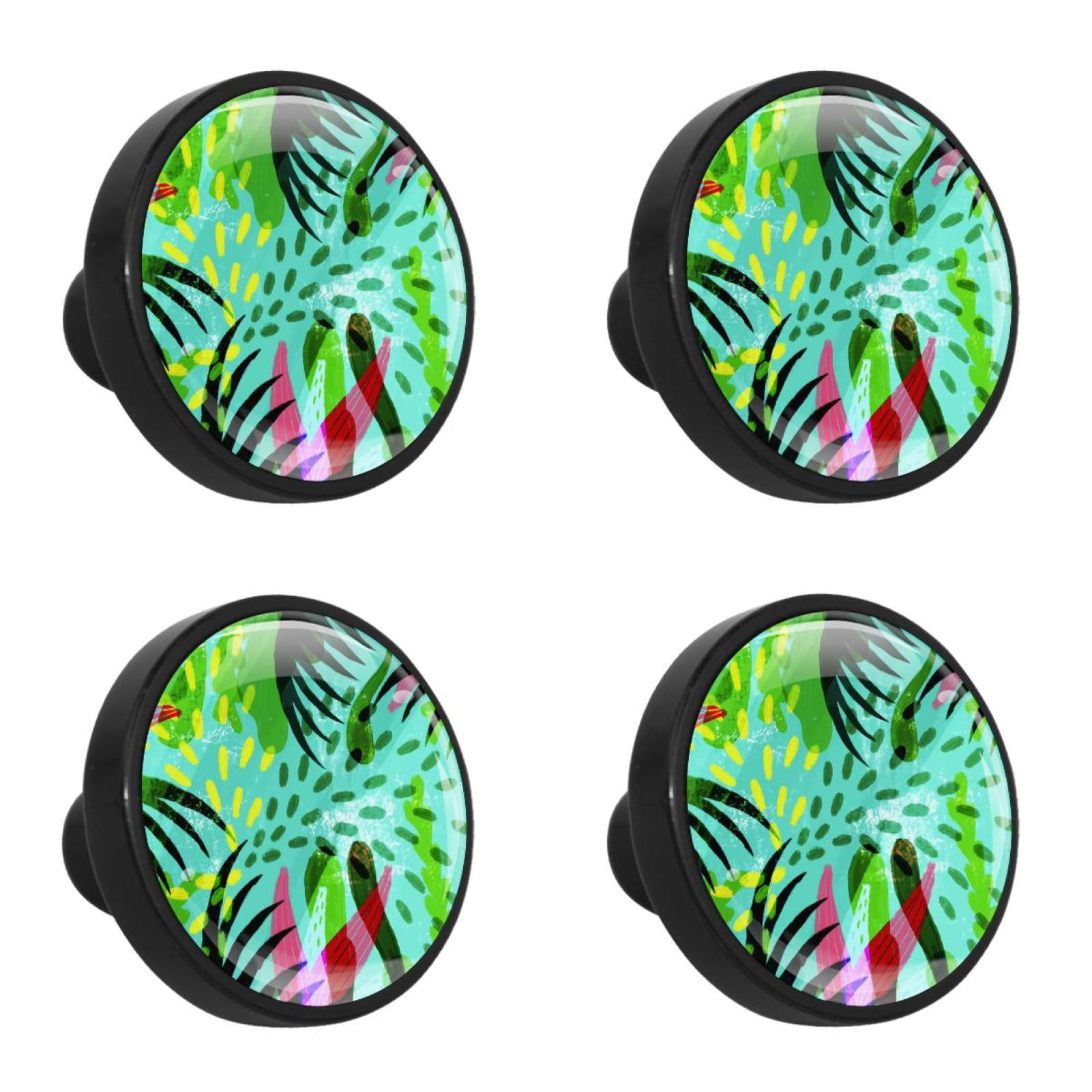 4 Pcs Tropical Leaf Green Knobs for Kitchen Cabinet Cupboard Dresser ...