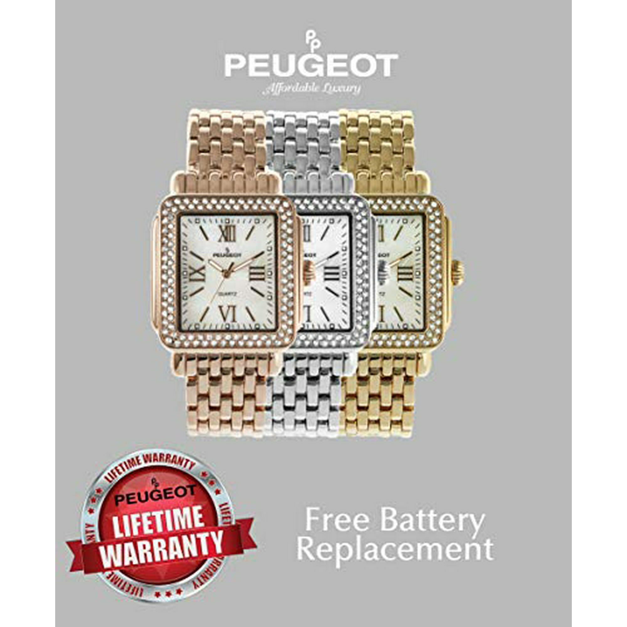 Click here for Pp Peugeot Peugeot Rectangle Crystal Bezel Roman N... prices