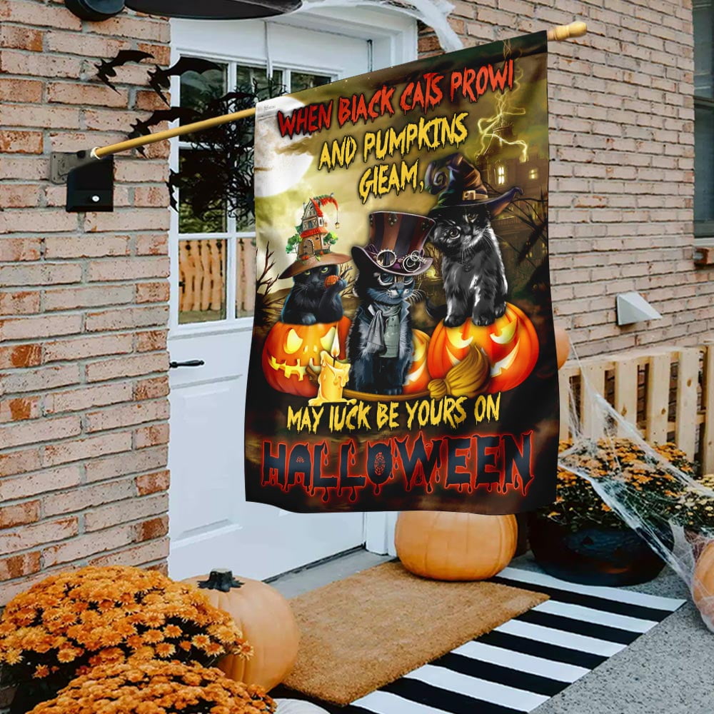 Flagwix Halloween Flag, Black Cats Pumpkin Halloween Decoration, Fall Decor, Outdoor Canvas ...
