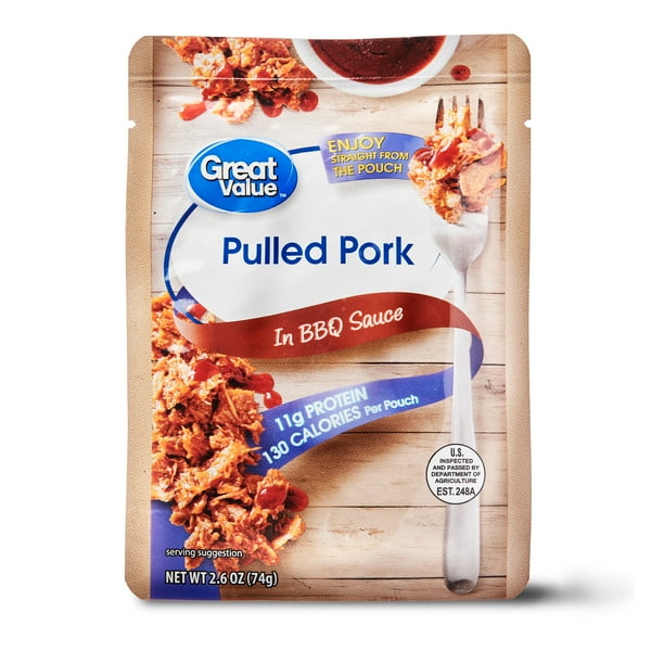 Great Value Pulled Pork, in BBQ Sauce, 2.6 oz Pouch - Walmart.com