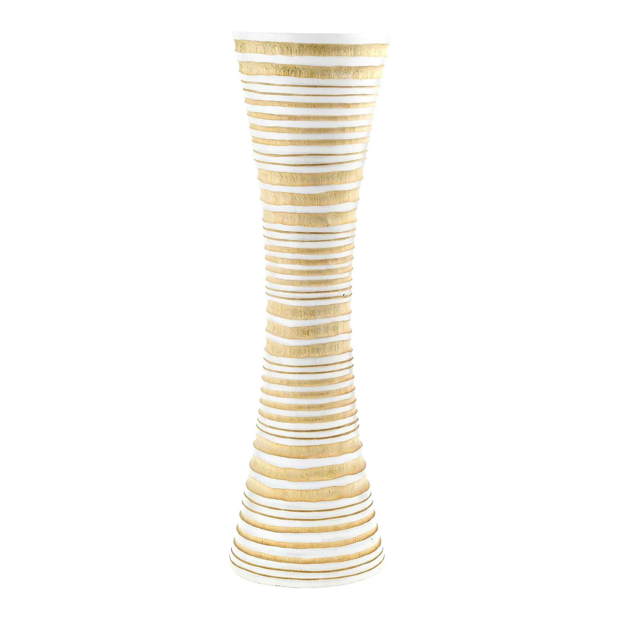 Stunning Horizontal Stripes White and Natural Mango Tree Concaving Vase ...
