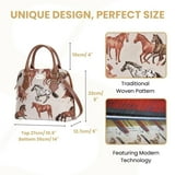 Signare Tapestry Running Horse Brown and Beige Convertible Top Handle ...