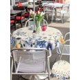 Blue Flowers Round Outdoor Tablecloth with Umbrella Hole Eucalyptus ...