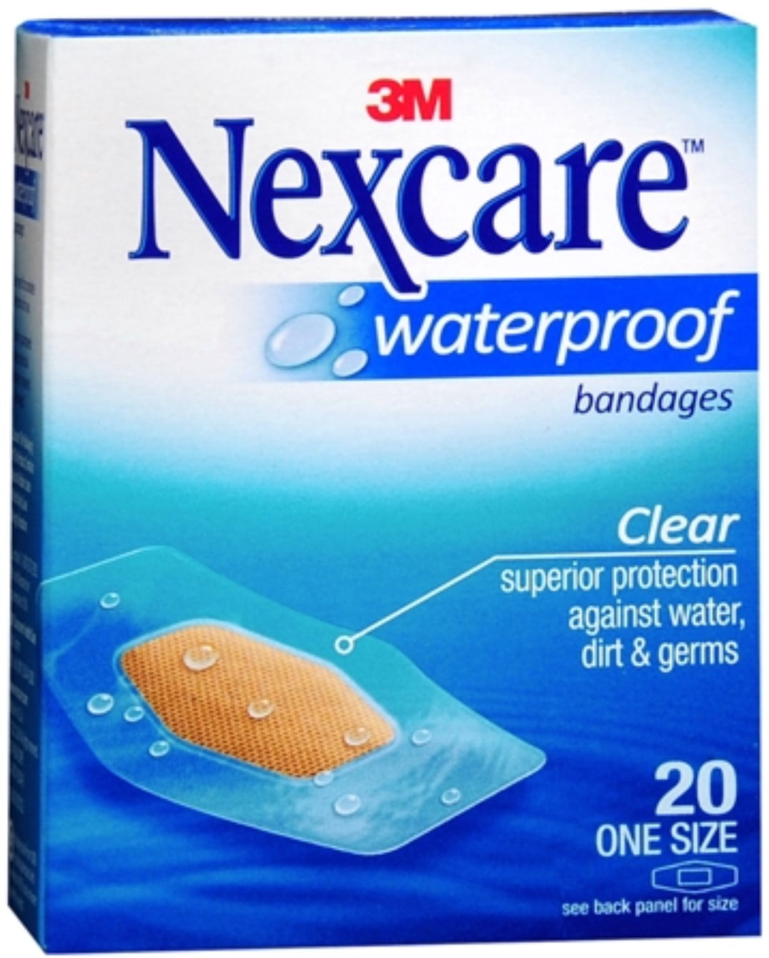 Nexcare Waterproof Clear Bandages One Size 20 Each (Pack of 3 ...
