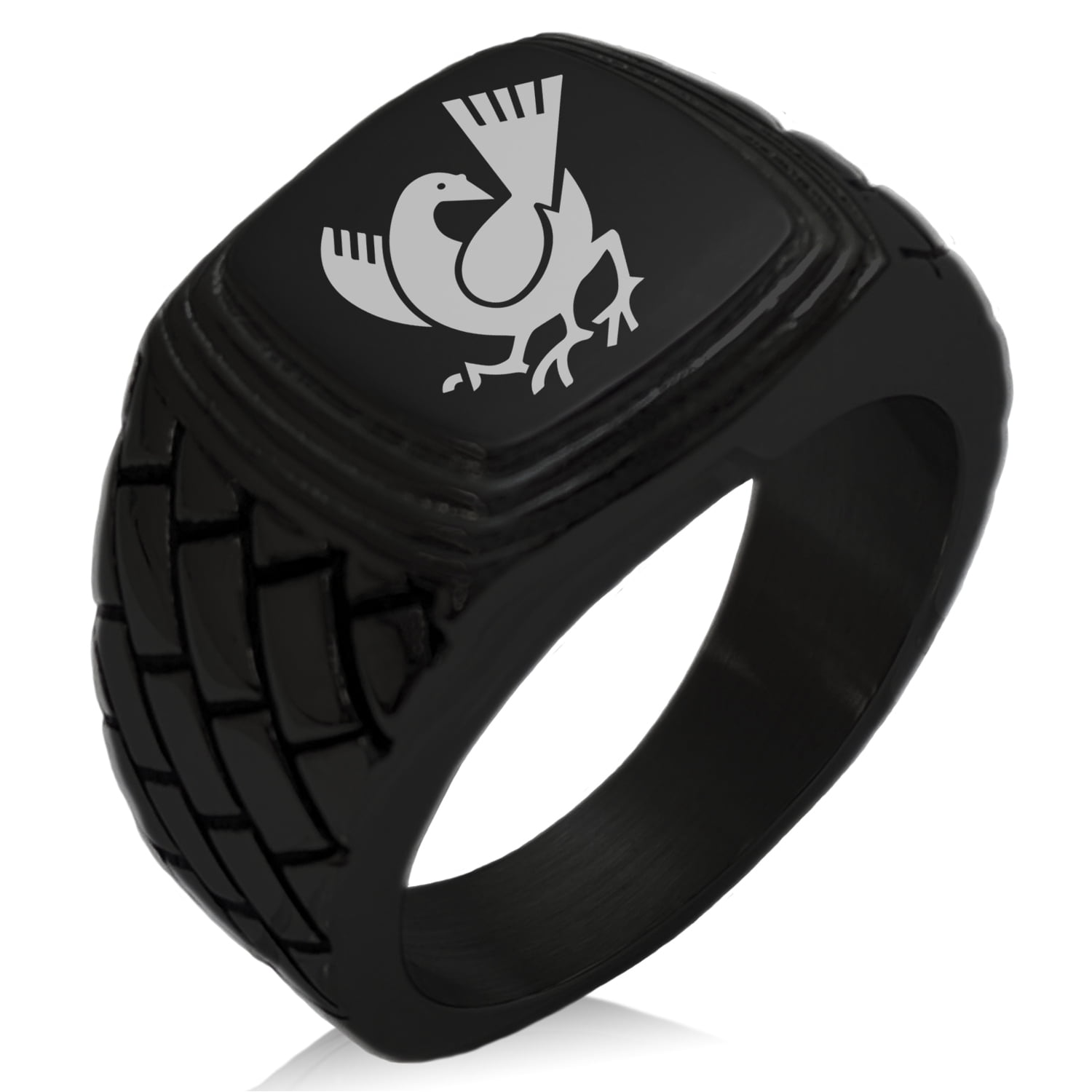 Stainless Steel Yata Crow Kamon Crest Geometric Pattern Step-Down Biker ...