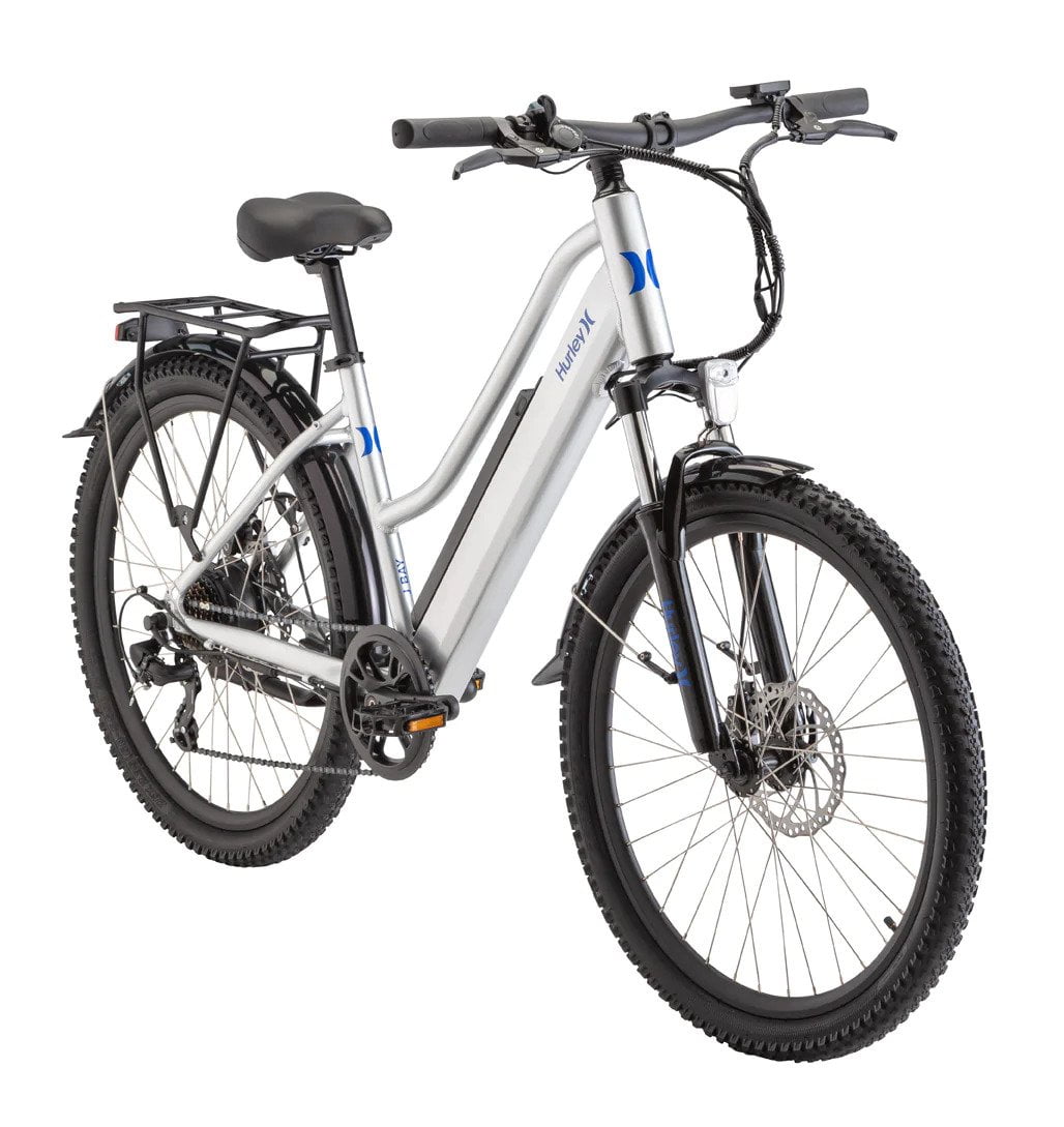 Hurley HE-13-SV-23 J-Bay E-All Road Single Speed Electric Bike, Silver ...