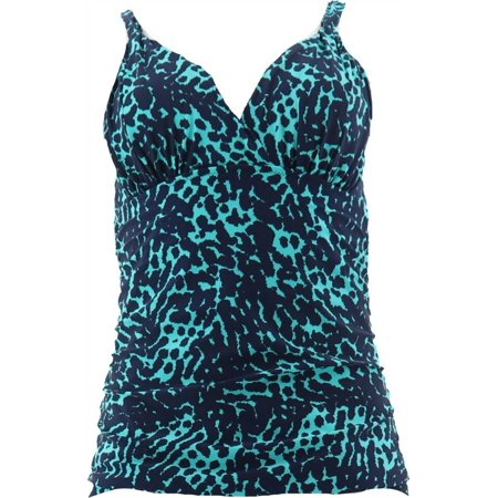 Lands' End Shape & Enhance V-neck Tankini Top Aqua/Deep Sea 10 NEW ...