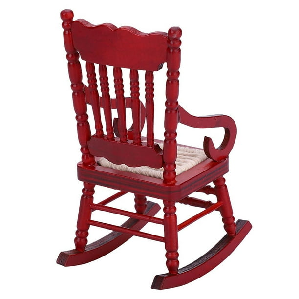 BORDSTRACT Dollhouse Miniature Chair, Mini Woven Rocking Chair ...