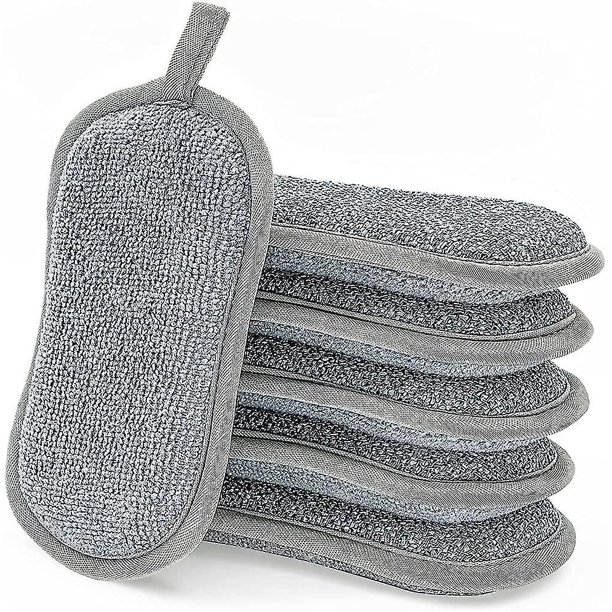 Washable Dishwashing Sponges, 6 Double-sided Non-scratching Scratching ...