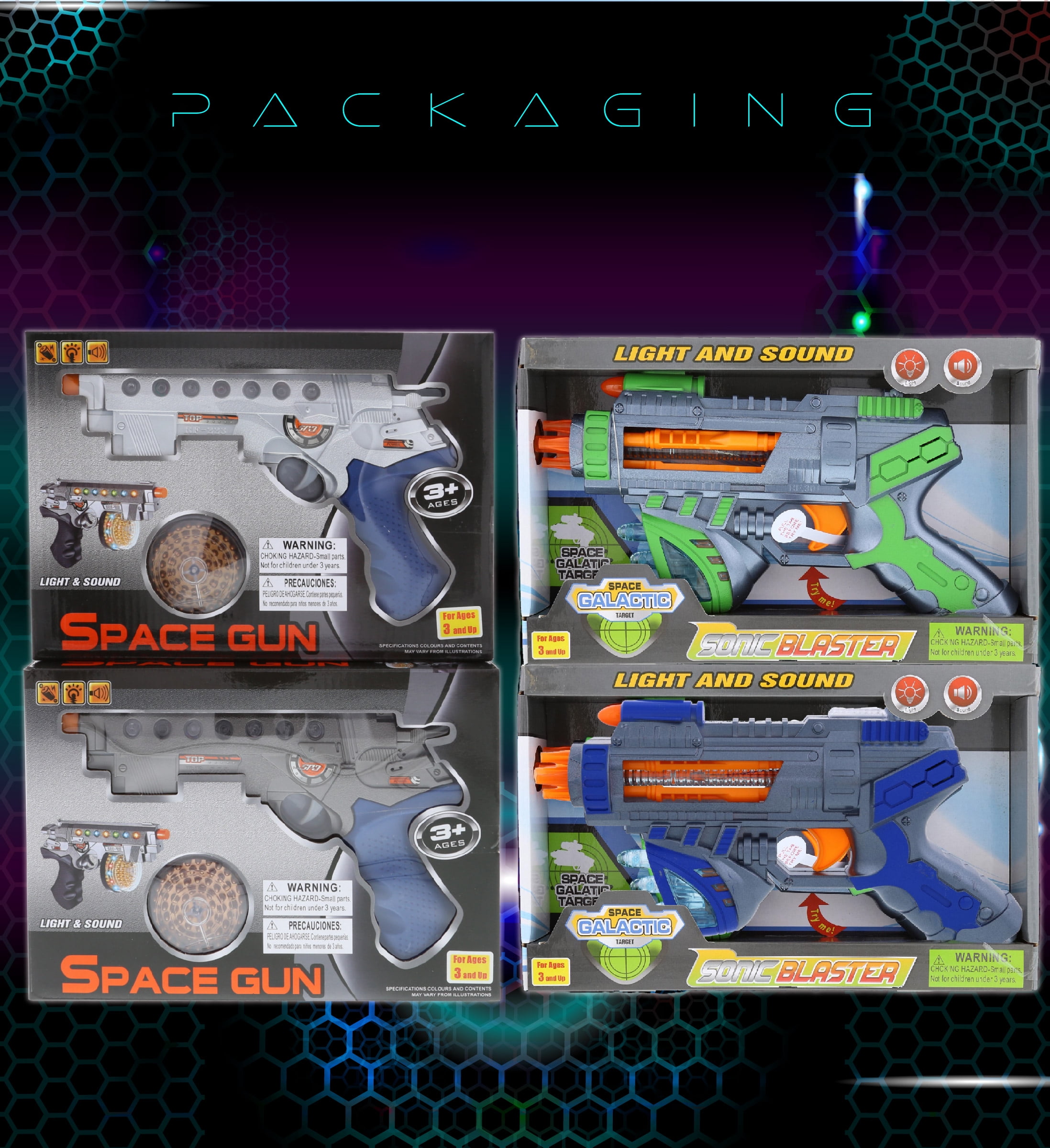 Buy Mozlly Light Up Sonic Space Blaster and Revolver Handgun Gun Toy ...