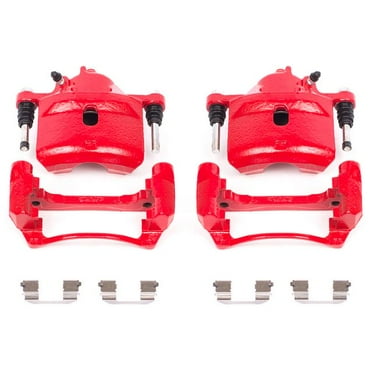 Power Stop Front Pair of Red Powder Coated Calipers S4071 - Walmart.com