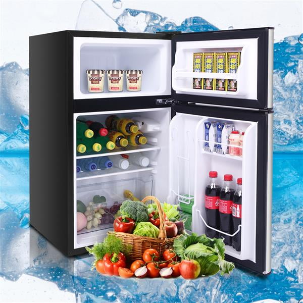 3.2 cu ft 2 Door Fridge and Freezer, Stainless Steel, Double Doors,115V ...