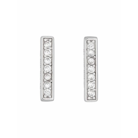 ONLINE - White CZ Sterling Silver Straight Bar Stud Earrings - Walmart.com