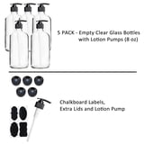 Youngever 5 Pack Empty Clear Glass Pump Bottles 8 Ounce Pump Bottles ...